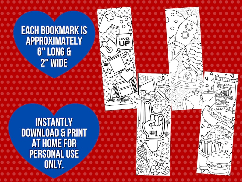 4 Printable Coloring Bookmarks for Kids INSTANT DOWNLOAD - Etsy