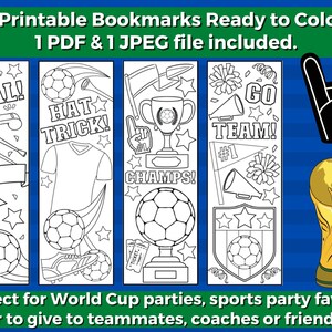 4 Soccer Themed Printable Coloring Bookmarks for Kids- INSTANT DOWNLOAD ...