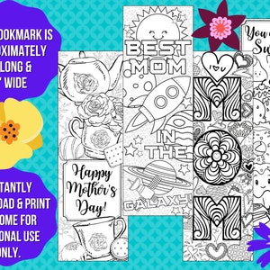 Mother's Day Printable Coloring Bookmarks- INSTANT DOWNLOAD | Printable ...