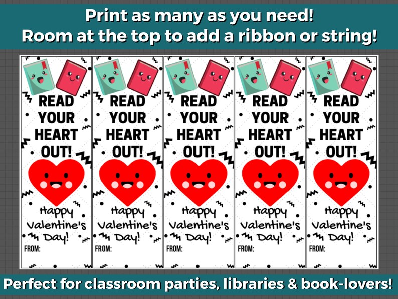 Reading Valentine Bookmarks-edit Printable Valentine's Card for Kids ...