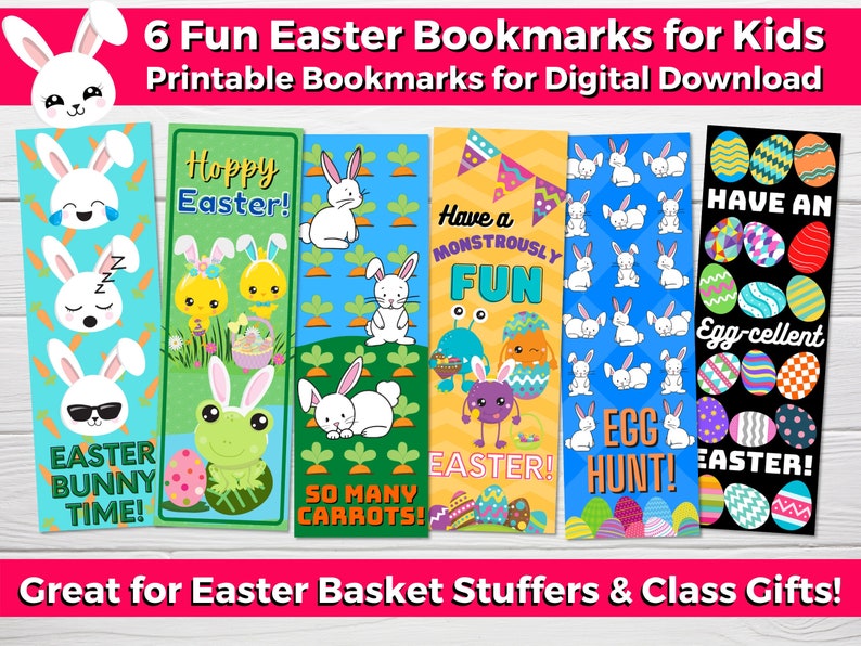 6 Printable Easter Bookmarks for Kids- INSTANT DOWNLOAD | Non-candy ...