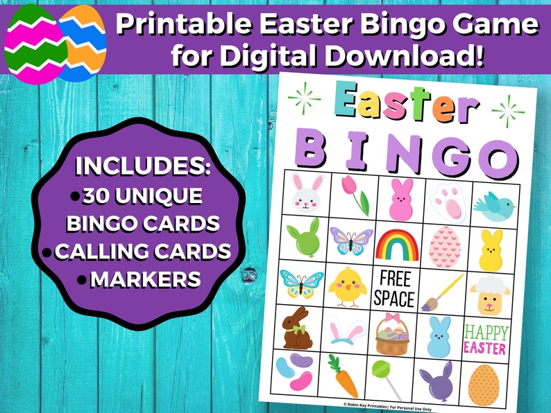 Printable Easter Bingo Games- Instant Digital File Download | Printable ...
