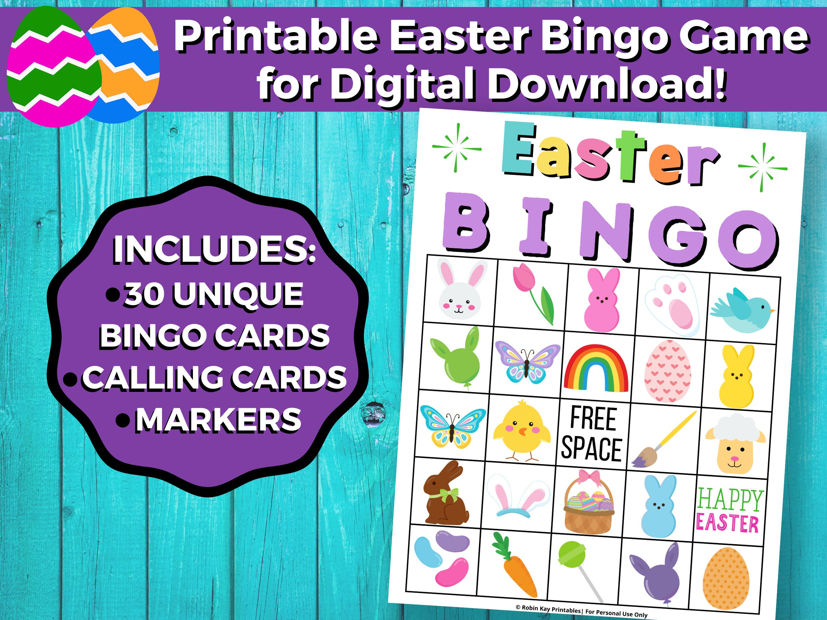 Printable Easter Bingo Games- Instant Digital File Download | Printable ...