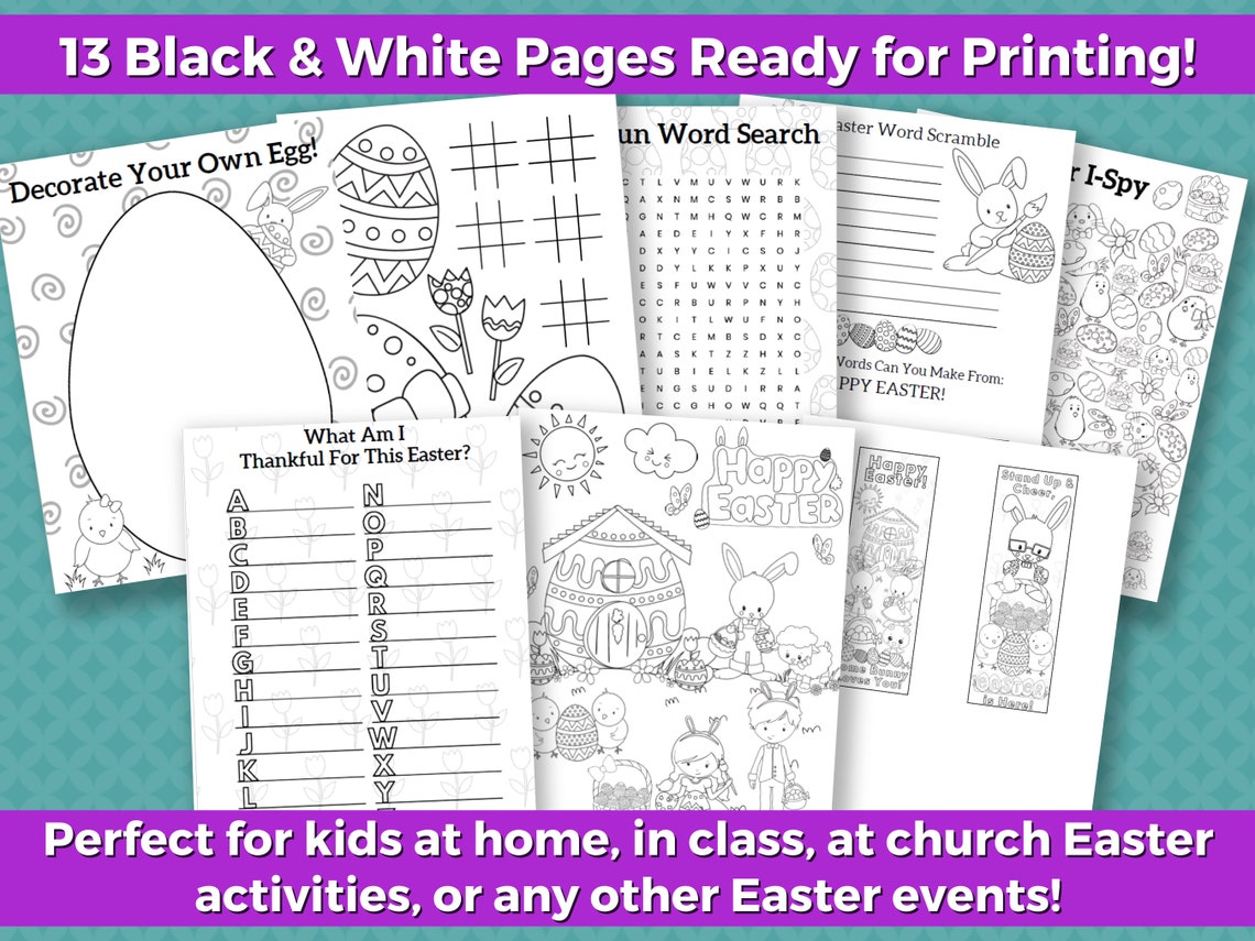 Easter Activity Pack Digital Printable Easter Coloring Pages - Etsy