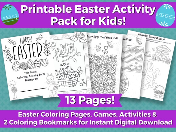 Easter Activity Pack Digital Printable Easter Coloring Pages - Etsy