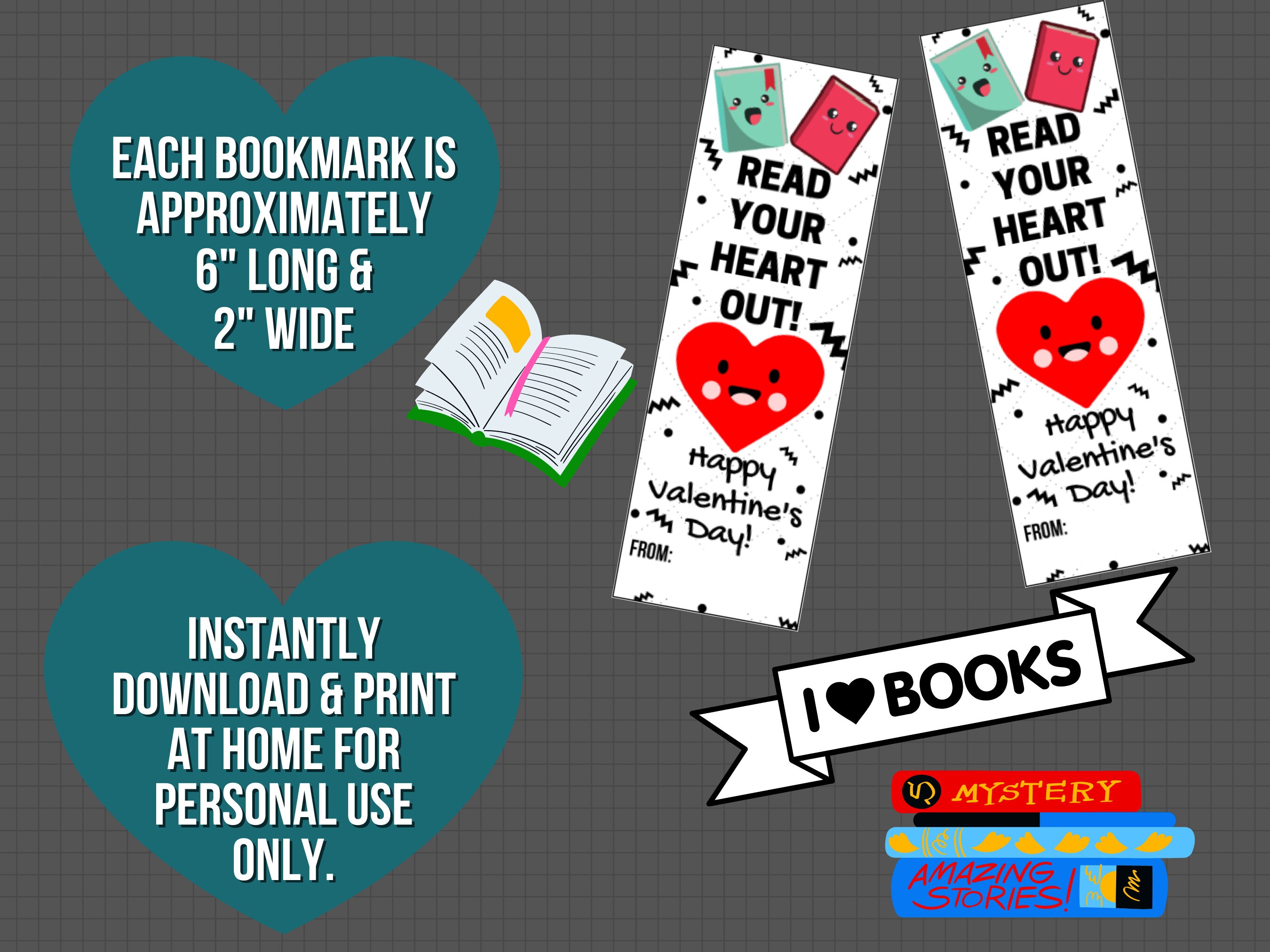Reading Valentine Bookmarks-edit Printable Valentine's Card for Kids ...