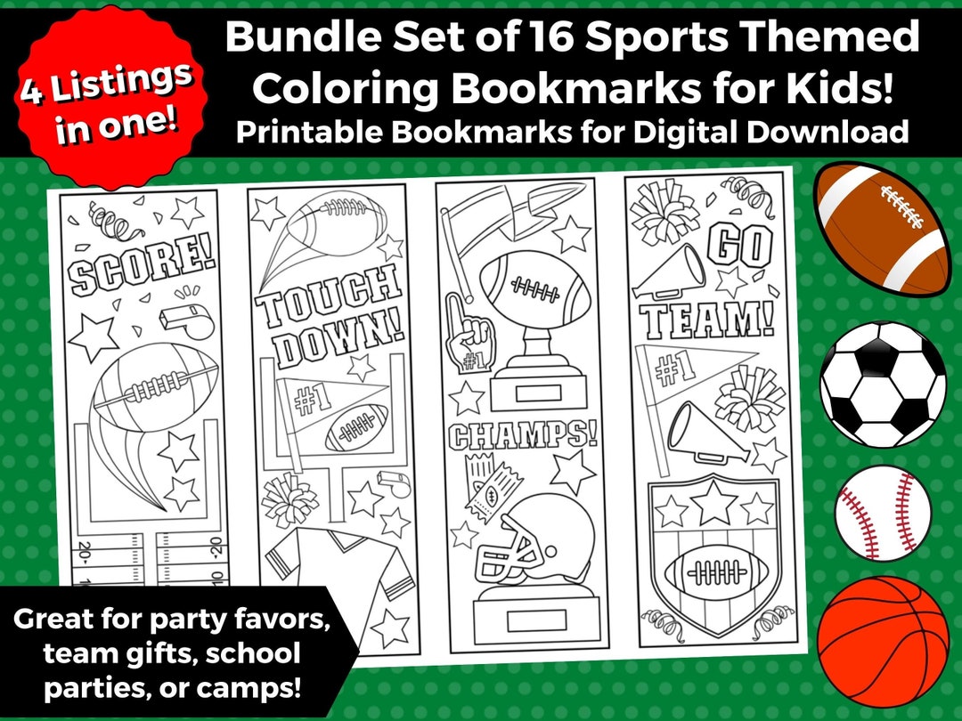 16 Sports Bookmarks Bundle-football, Baseball, Basketball & Soccer ...