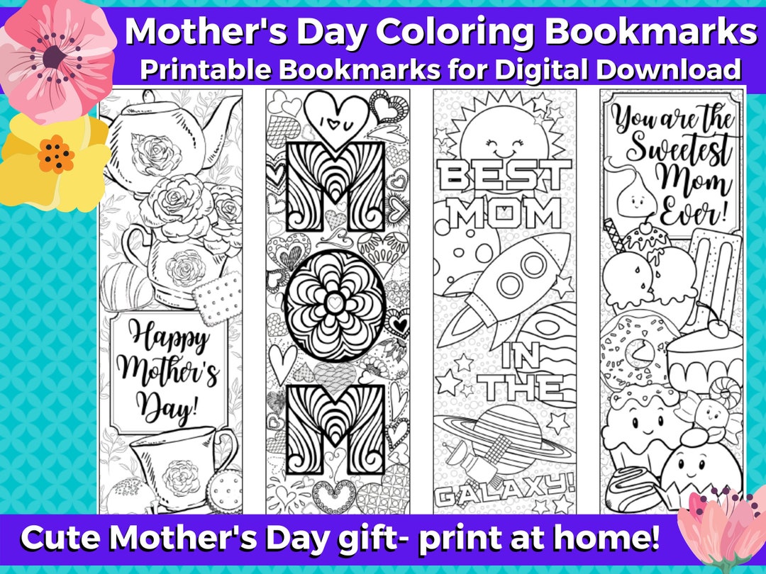 Mother's Day Printable Coloring Bookmarks- INSTANT DOWNLOAD | Printable ...
