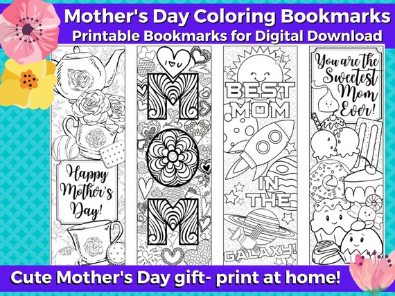Mother's Day Printable Coloring Bookmarks INSTANT | Etsy