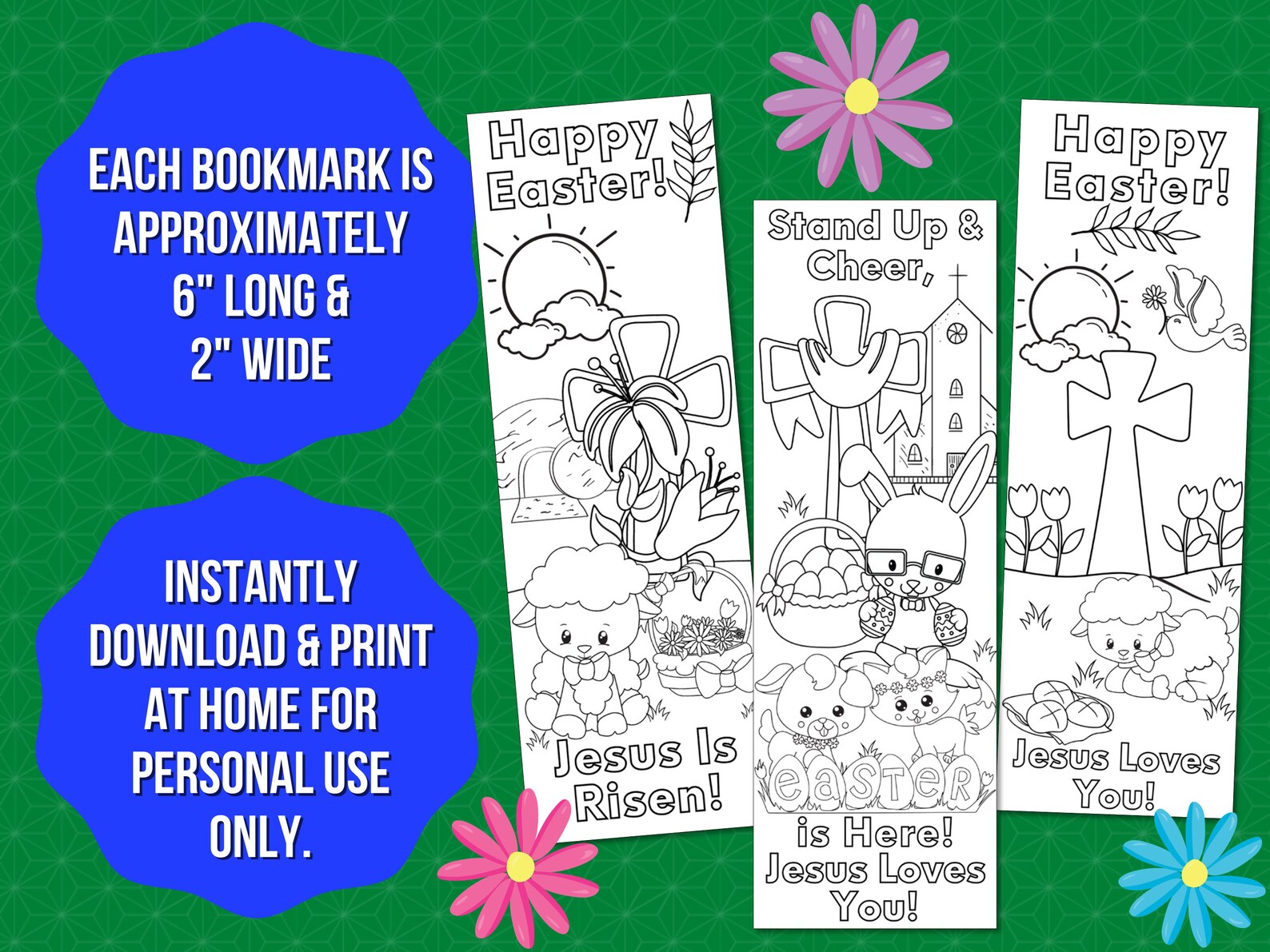 6 Printable Easter Coloring Bookmarks for Kids- INSTANT DOWNLOAD ...