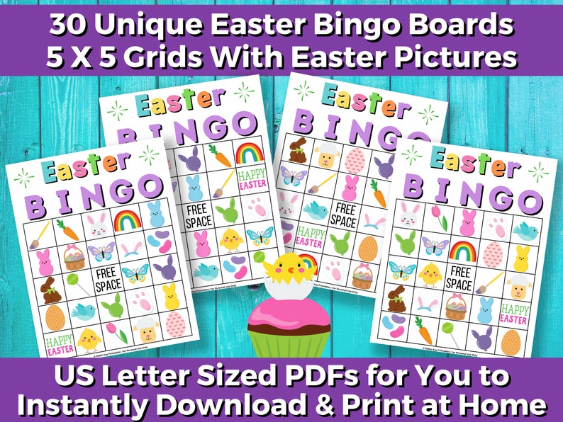 Printable Easter Bingo Games- Instant Digital File Download | Printable ...