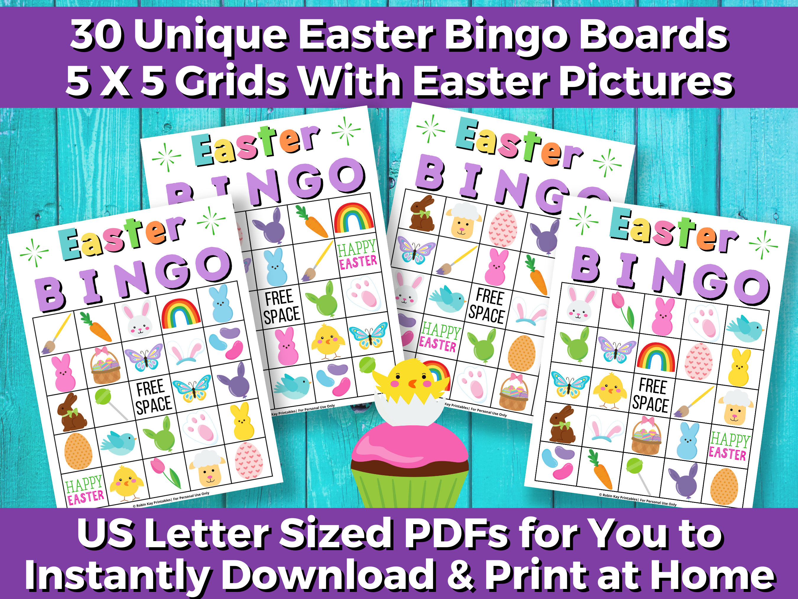 Printable Easter Bingo Games- Instant Digital File Download | Printable ...