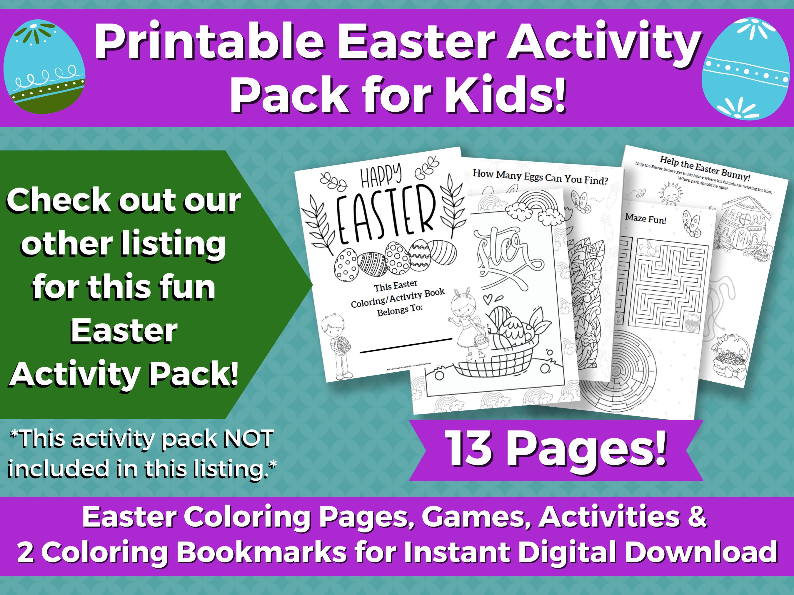 6 Printable Easter Coloring Bookmarks for Kids INSTANT DOWNLOAD Easter ...