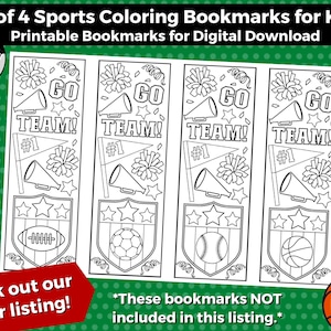 4 Soccer Themed Printable Coloring Bookmarks for Kids- INSTANT DOWNLOAD ...