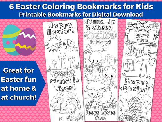 6 Printable Easter Coloring Bookmarks for Kids INSTANT | Etsy