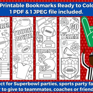 4 Football Themed Printable Coloring Bookmarks for Kids- INSTANT ...
