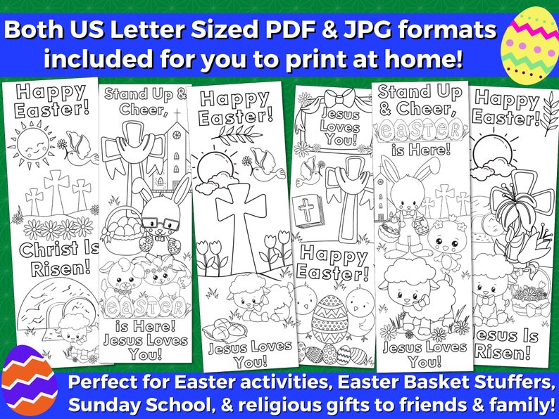 6 Printable Easter Coloring Bookmarks for Kids- INSTANT DOWNLOAD ...