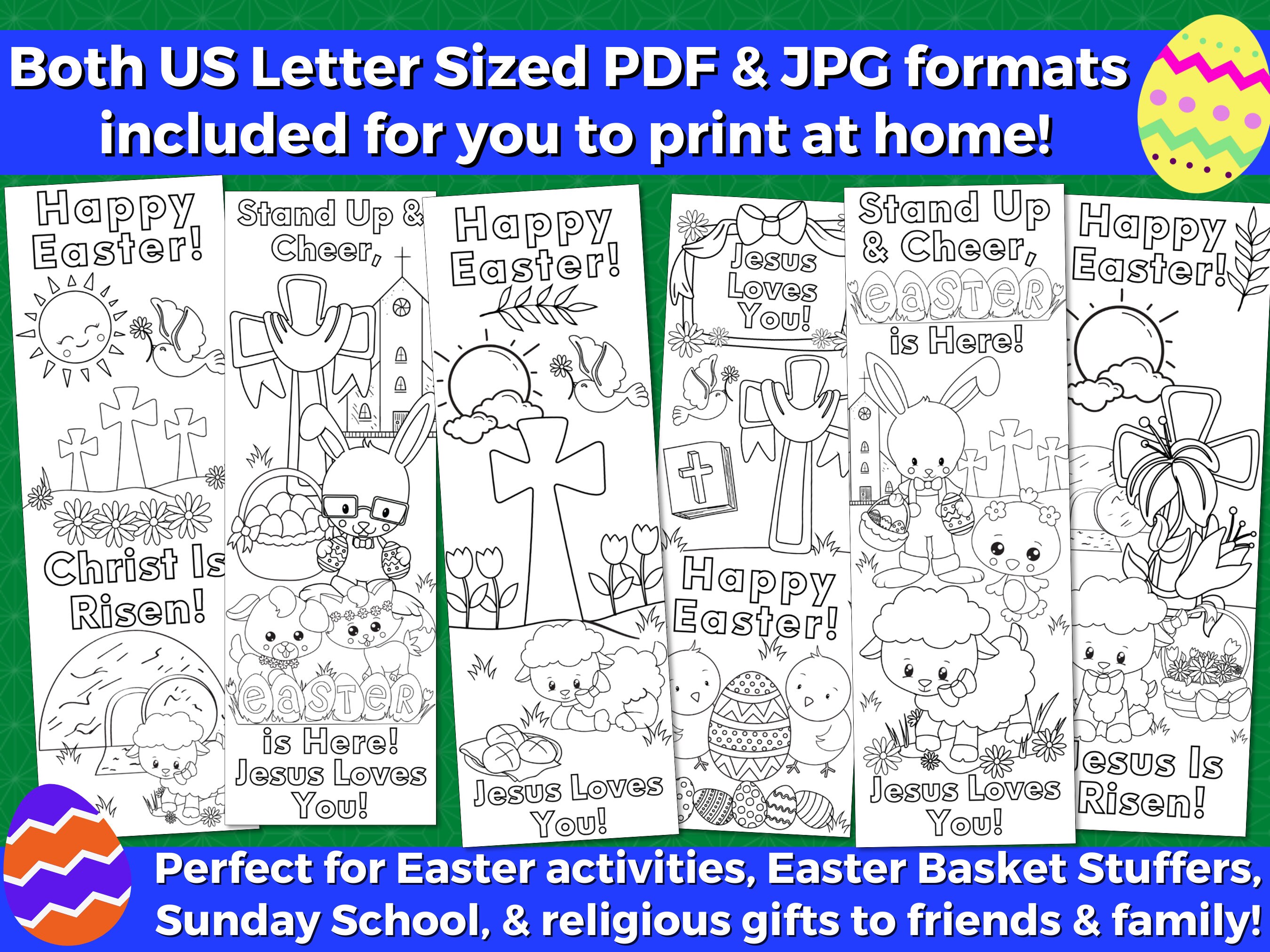 6 Printable Easter Coloring Bookmarks for Kids- INSTANT DOWNLOAD ...