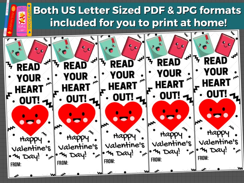 Reading Valentine Bookmarks-edit Printable Valentine's Card for Kids ...