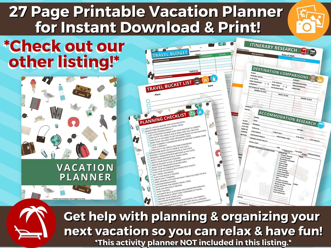 Printable Summer Activity Planner INSTANT DOWNLOAD Summer - Etsy