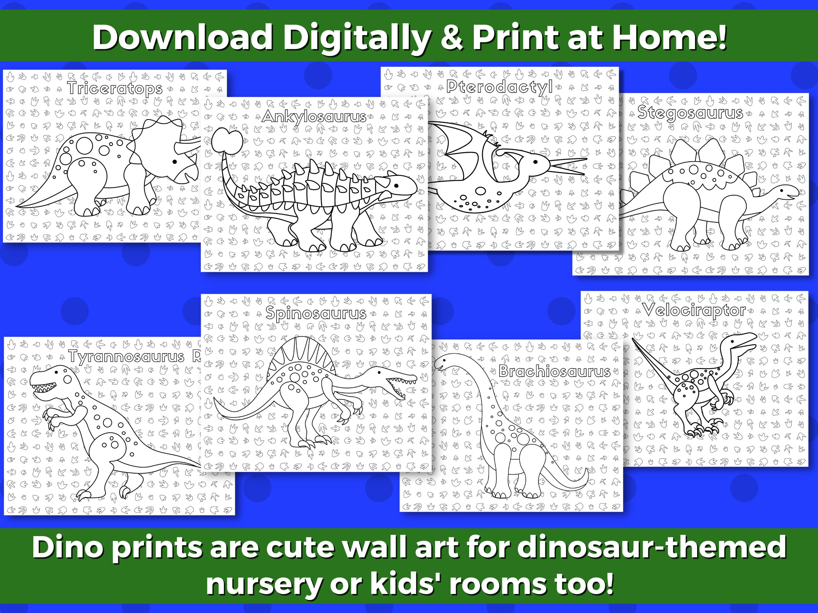 14 Dinosaur Coloring Pages for Kids-instant DOWNLOAD | Dinosaur ...