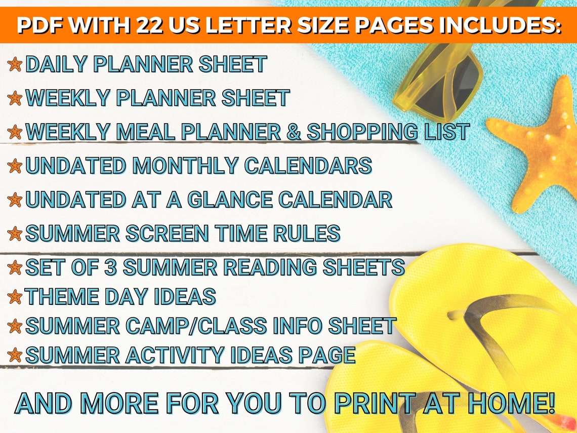 Printable Summer Activity Planner INSTANT DOWNLOAD Summer - Etsy