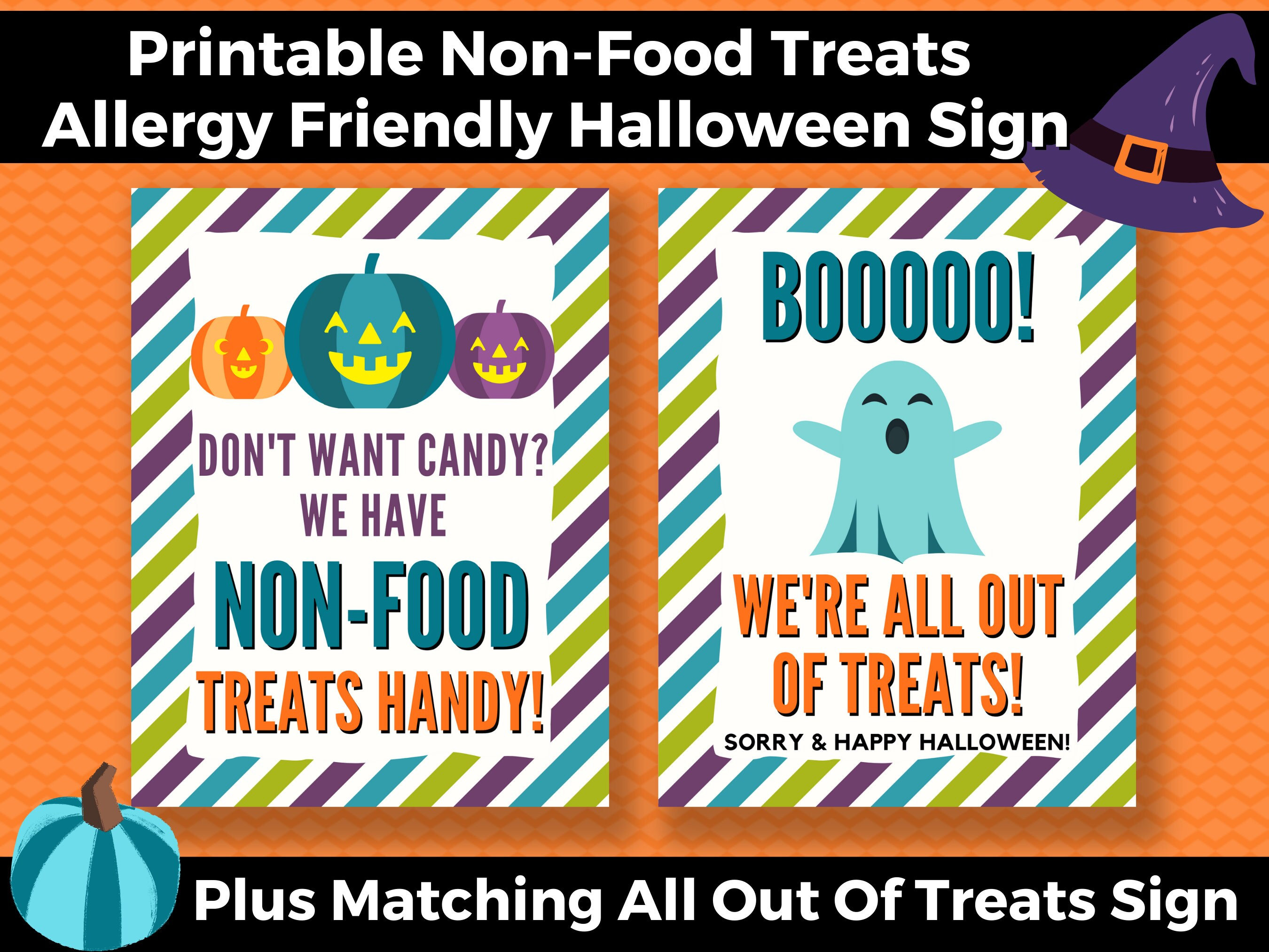 Printable Teal Pumpkin Allergy Friendly Halloween Sign & Matching Out ...