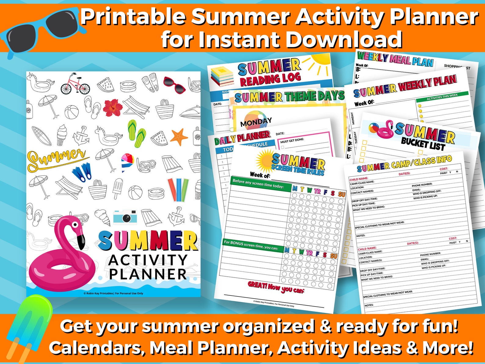 Printable Summer Activity Planner INSTANT DOWNLOAD- Summer Family ...