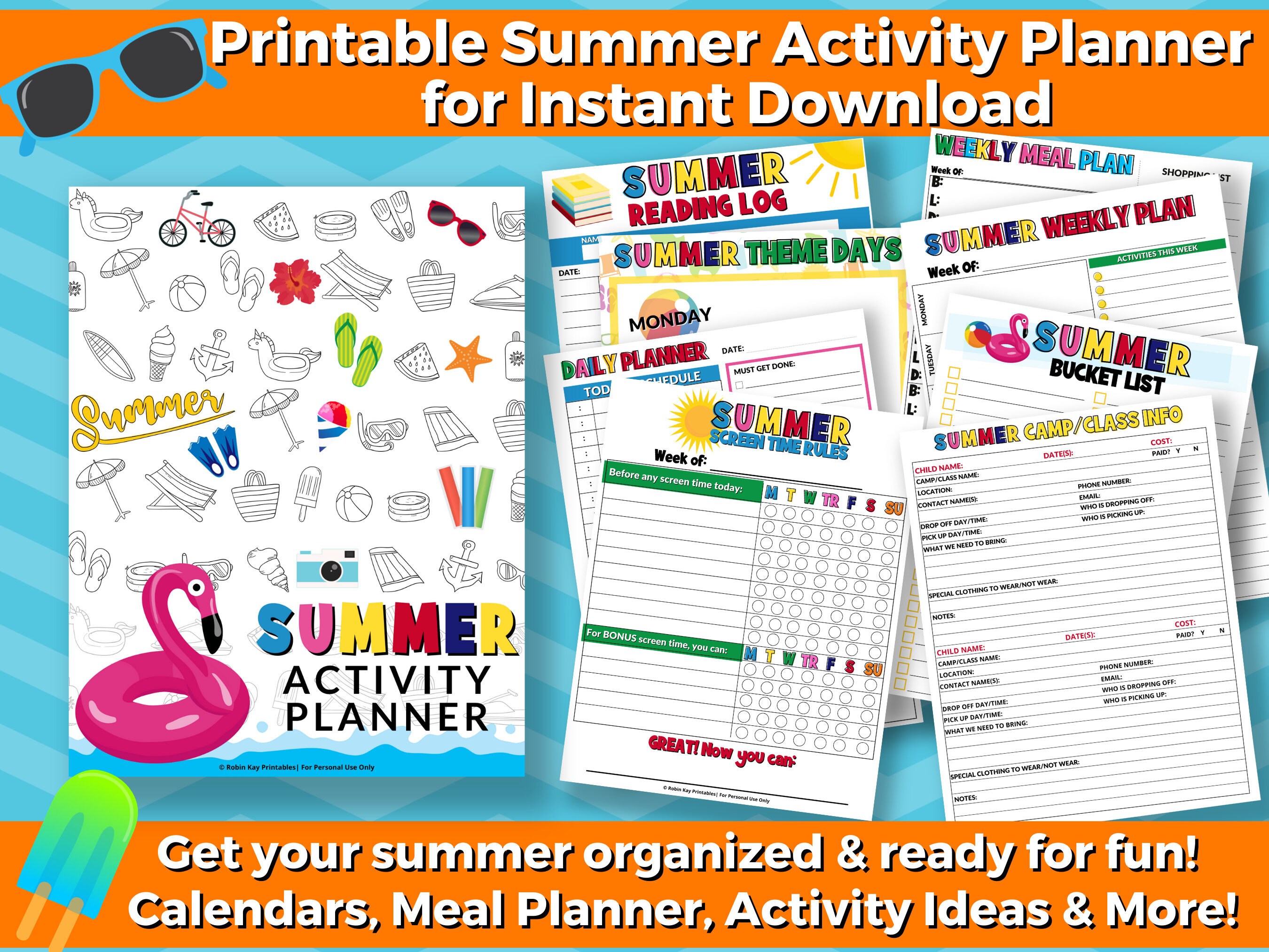 Printable Summer Activity Planner INSTANT DOWNLOAD- Summer Family ...
