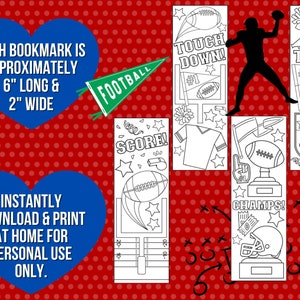 4 Football Themed Printable Coloring Bookmarks for Kids- INSTANT ...