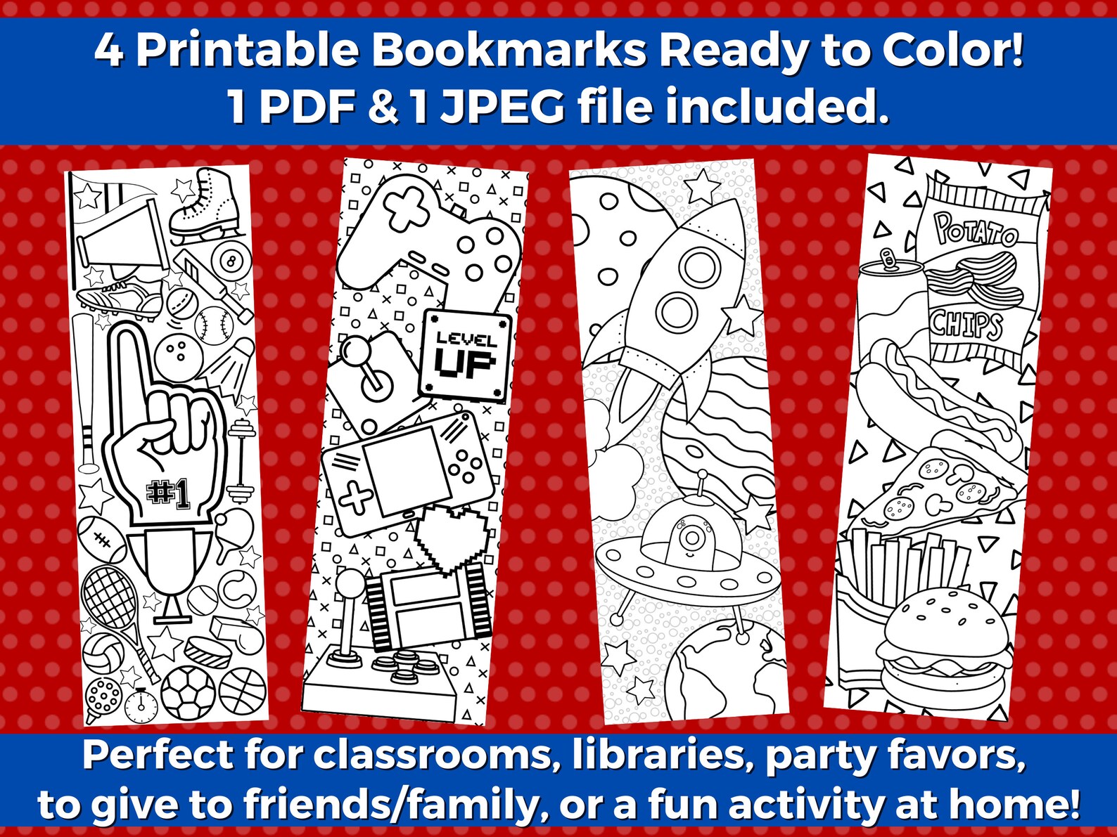 4 Printable Coloring Bookmarks for Kids INSTANT DOWNLOAD - Etsy
