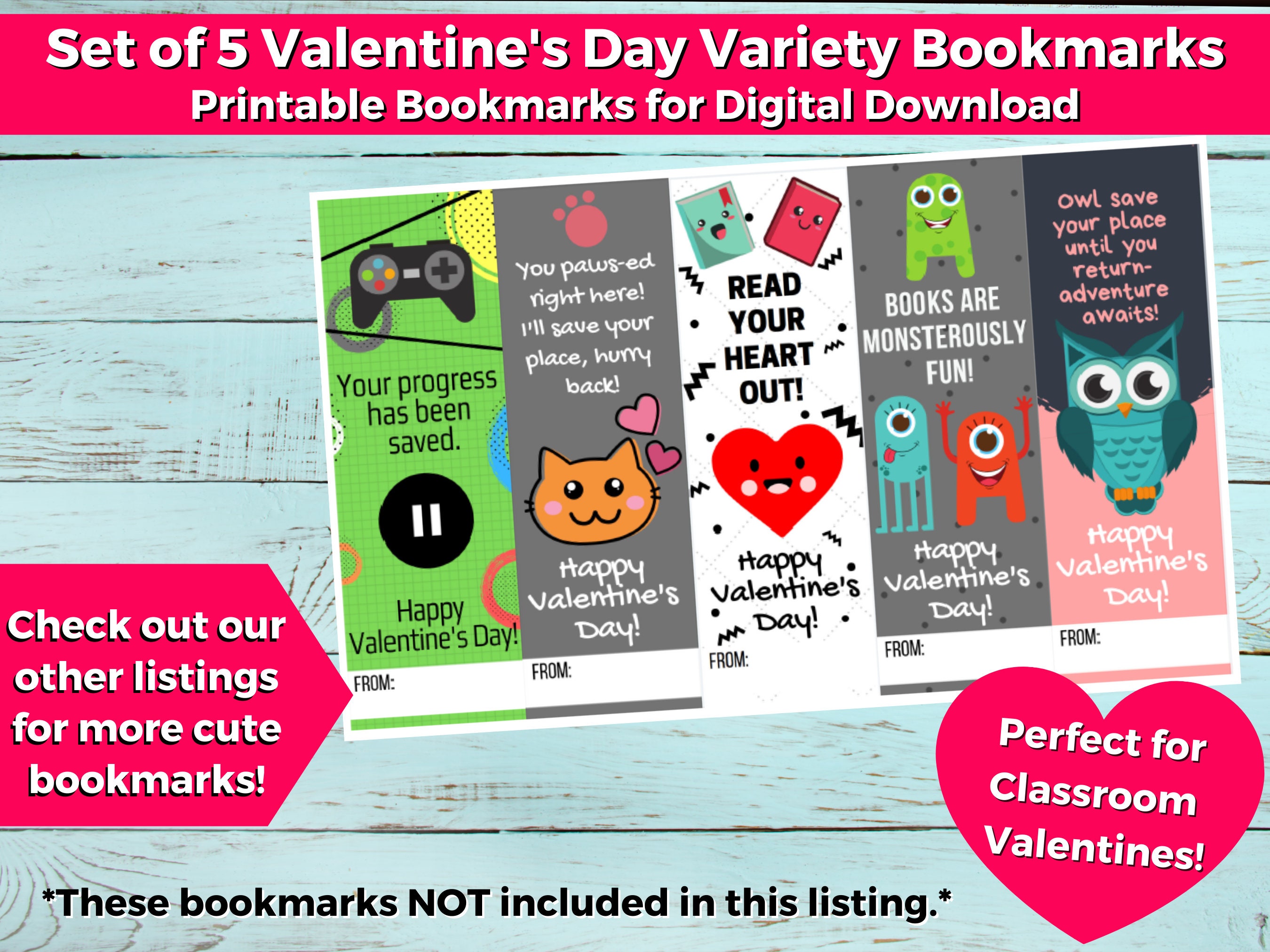 Reading Valentine Bookmarks-edit Printable Valentine's Card for Kids ...