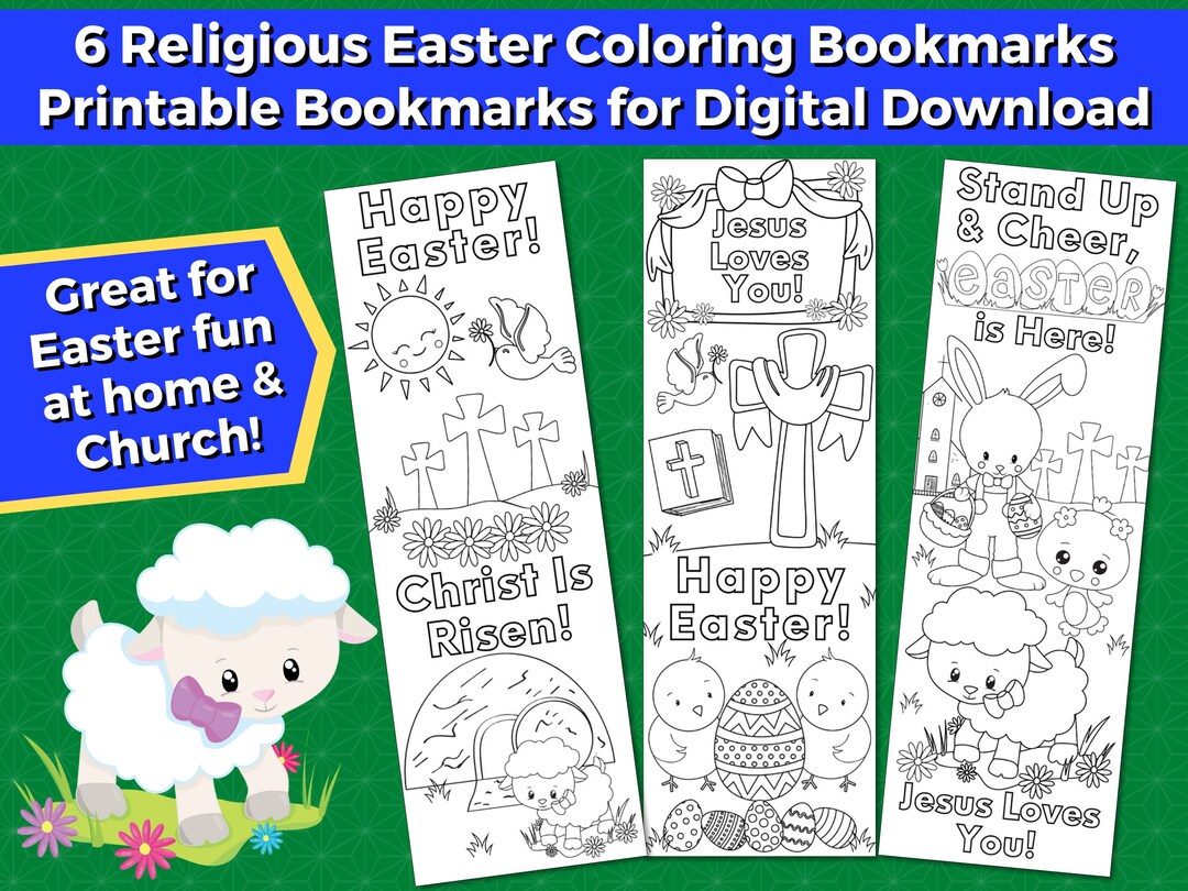 6 Printable Easter Coloring Bookmarks for Kids- INSTANT DOWNLOAD ...