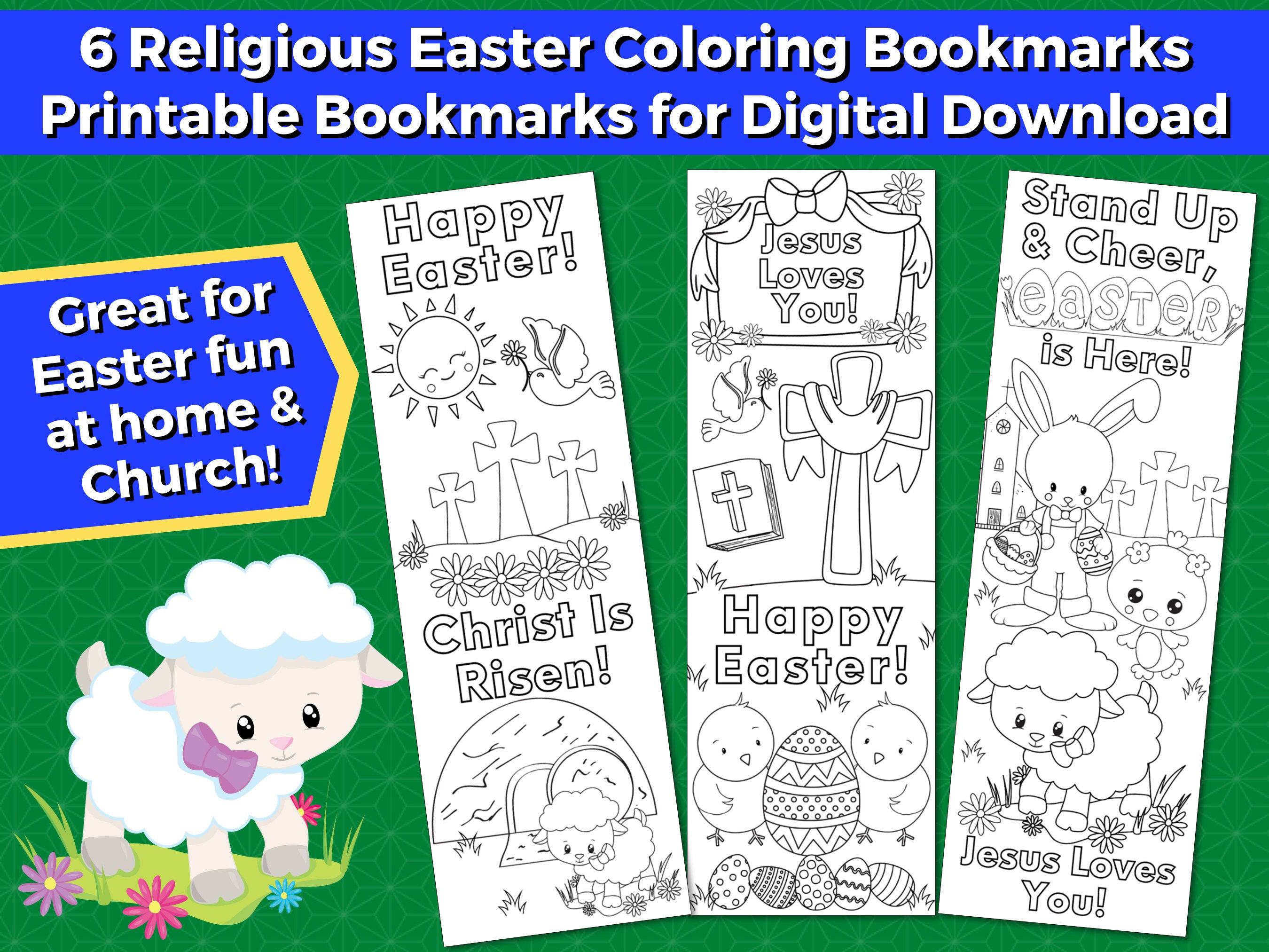 6 Printable Easter Coloring Bookmarks for Kids- INSTANT DOWNLOAD ...
