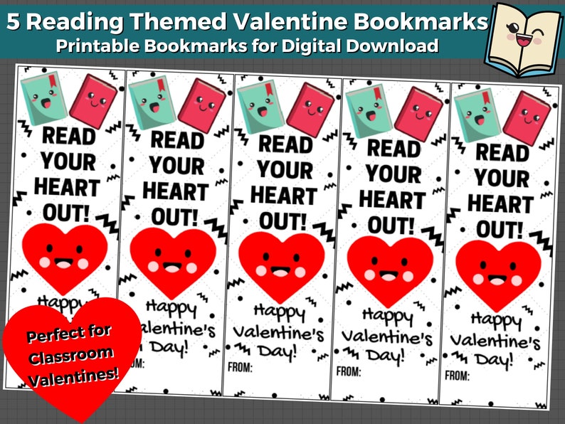 Reading Valentine Bookmarks-edit Printable Valentine's Card for Kids ...
