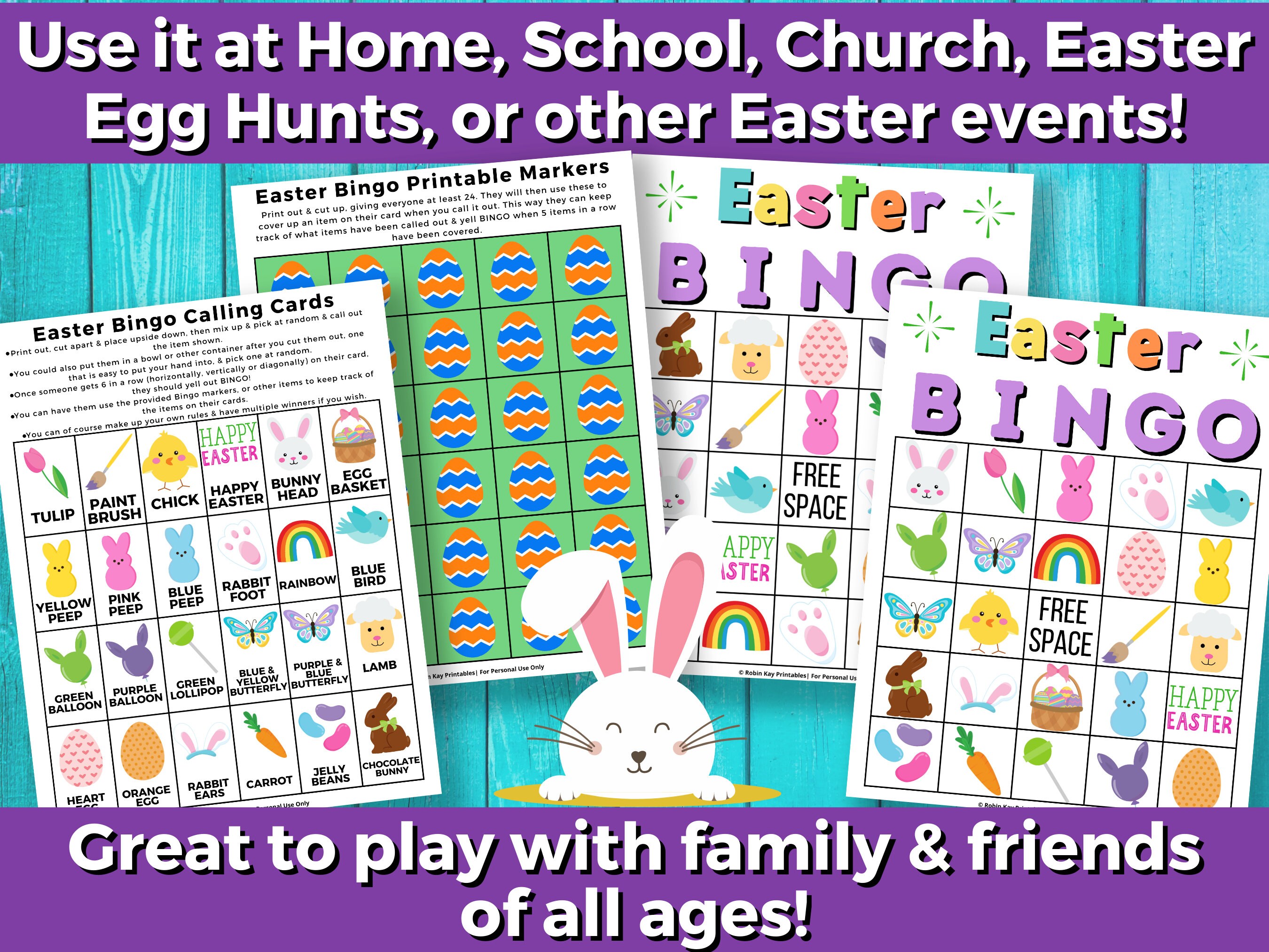 Printable Easter Bingo Games- Instant Digital File Download | Printable ...