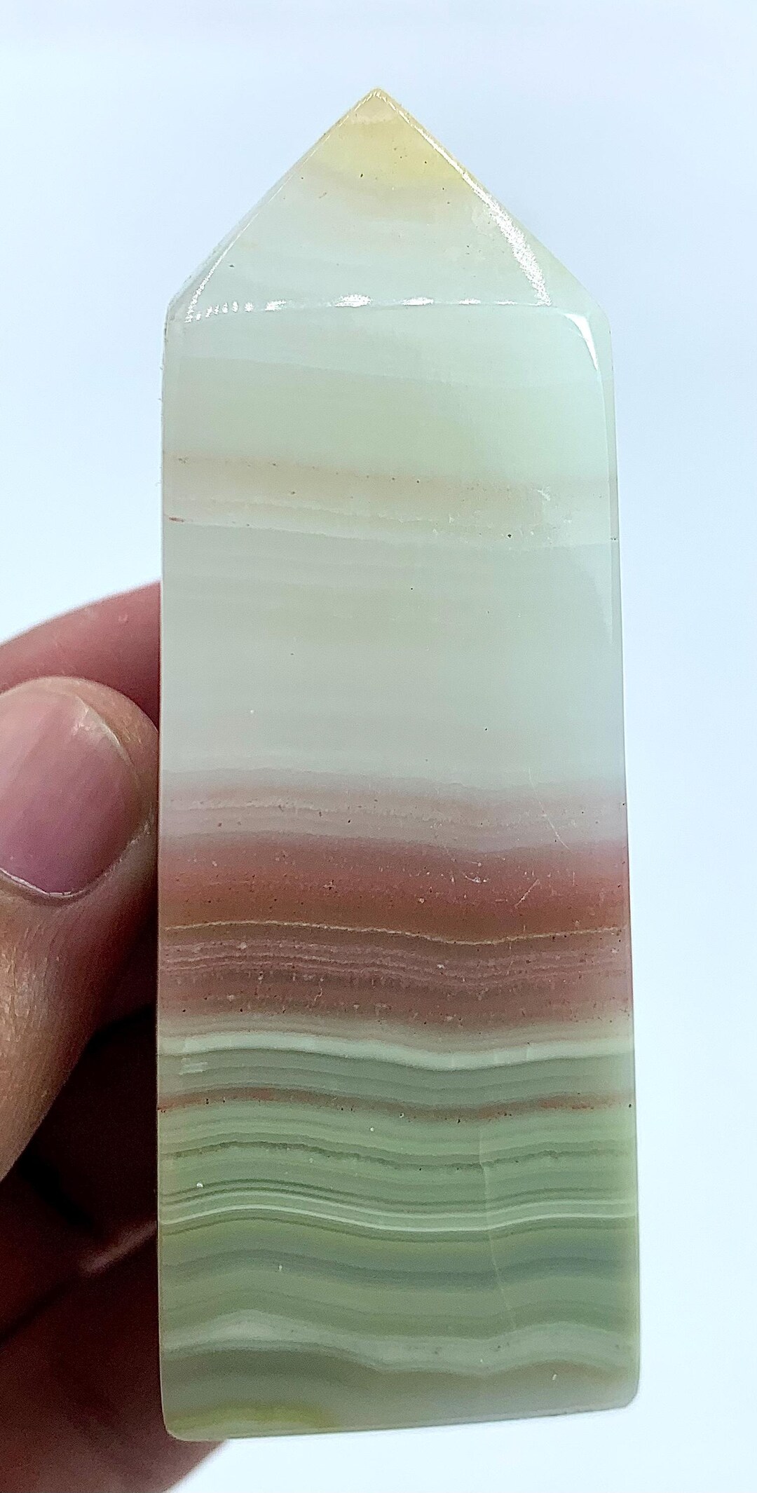 Pink Banded Calcite Tower – Real Crystal Pendant, Gemstone Gift - Etsy