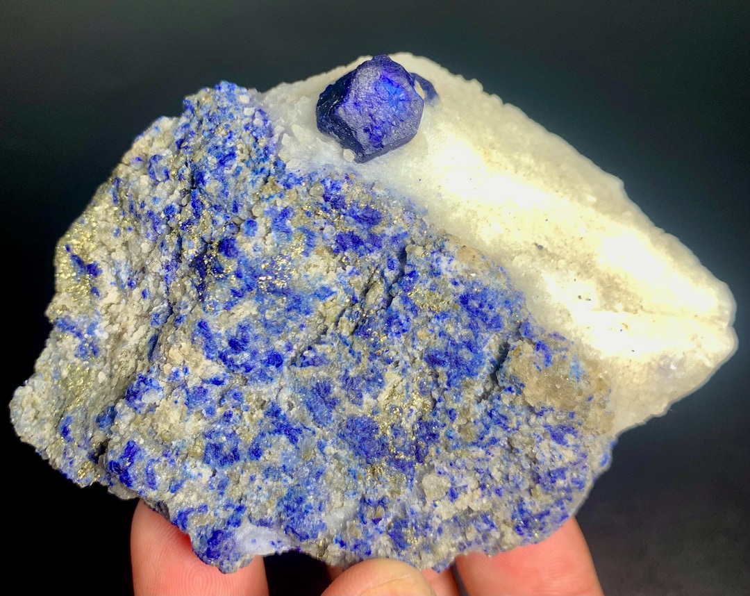 84 Gram Royal Blue Lazurite Crystal With Pyrite on Matrix @ Badakhshan ...