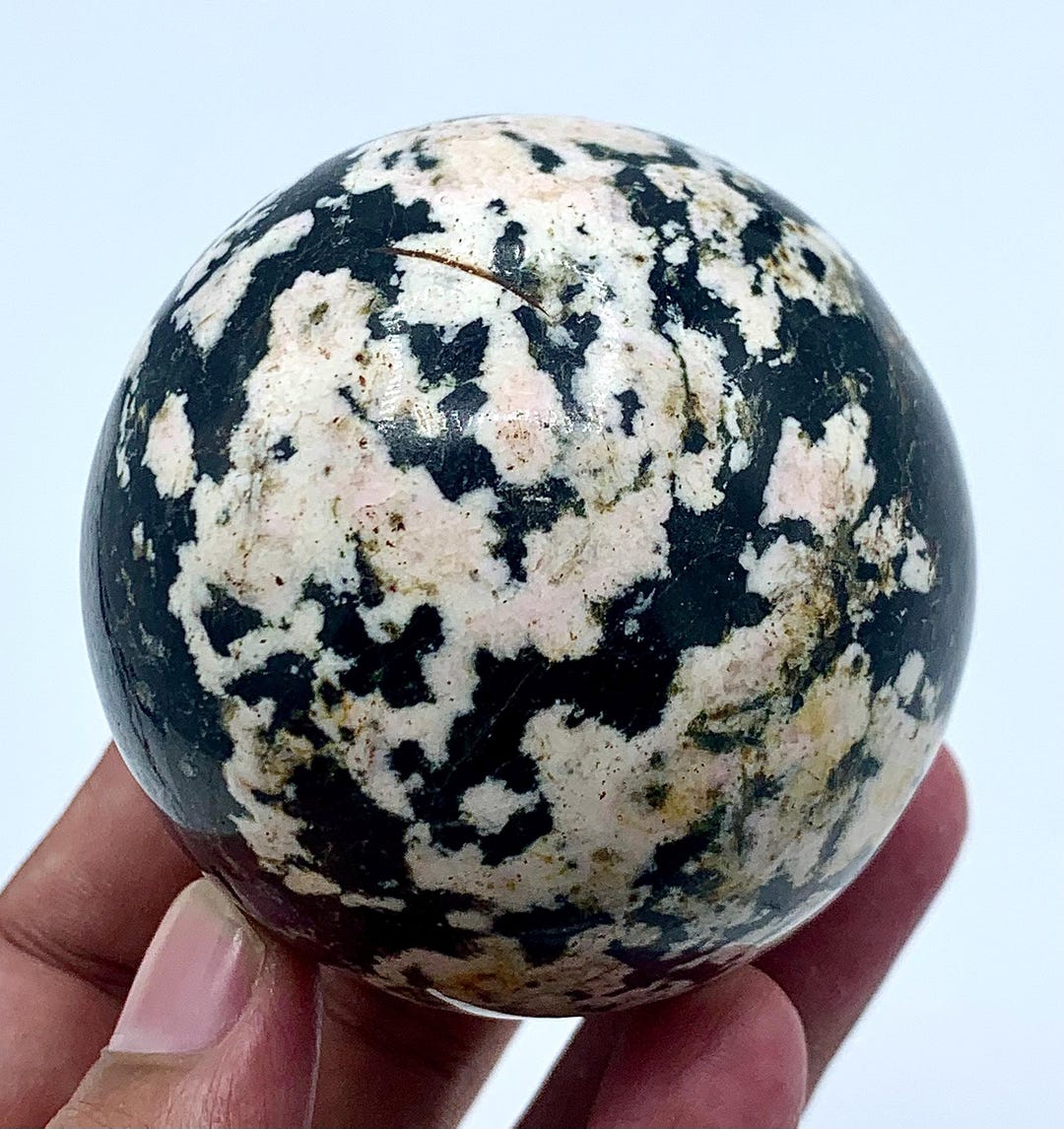 466 Gram Obsidian Snow Flakes Healing Crystal Sphere -gemstone Gift for ...
