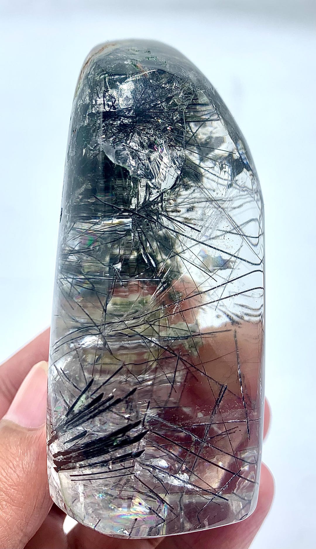 313 Gram Shiny Rutile Quartz Polished Freeform . Tourmaline Grow With ...