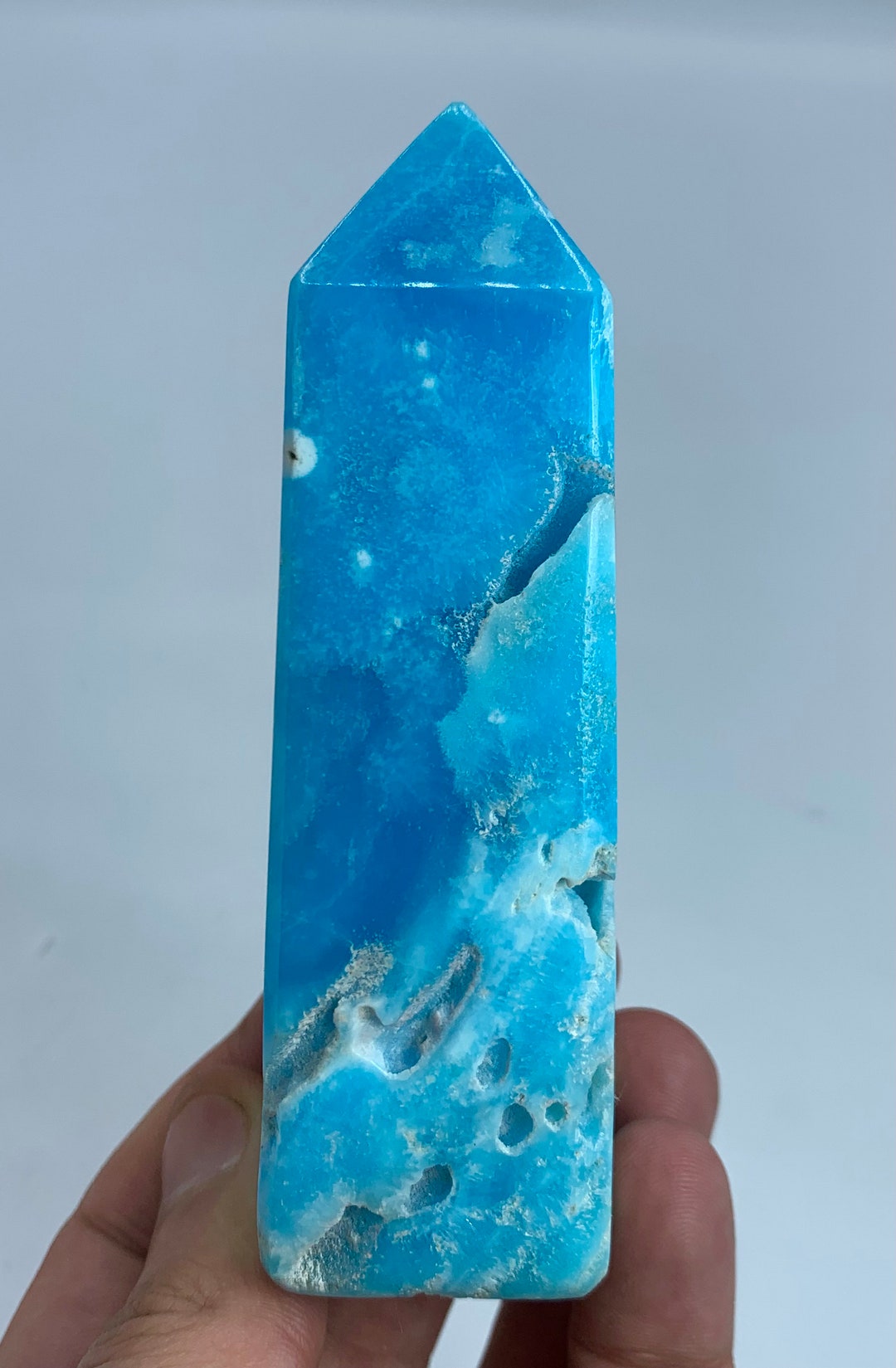 Blue Smithsonite Crystal Tower – 222 Gram Gemstone - Etsy