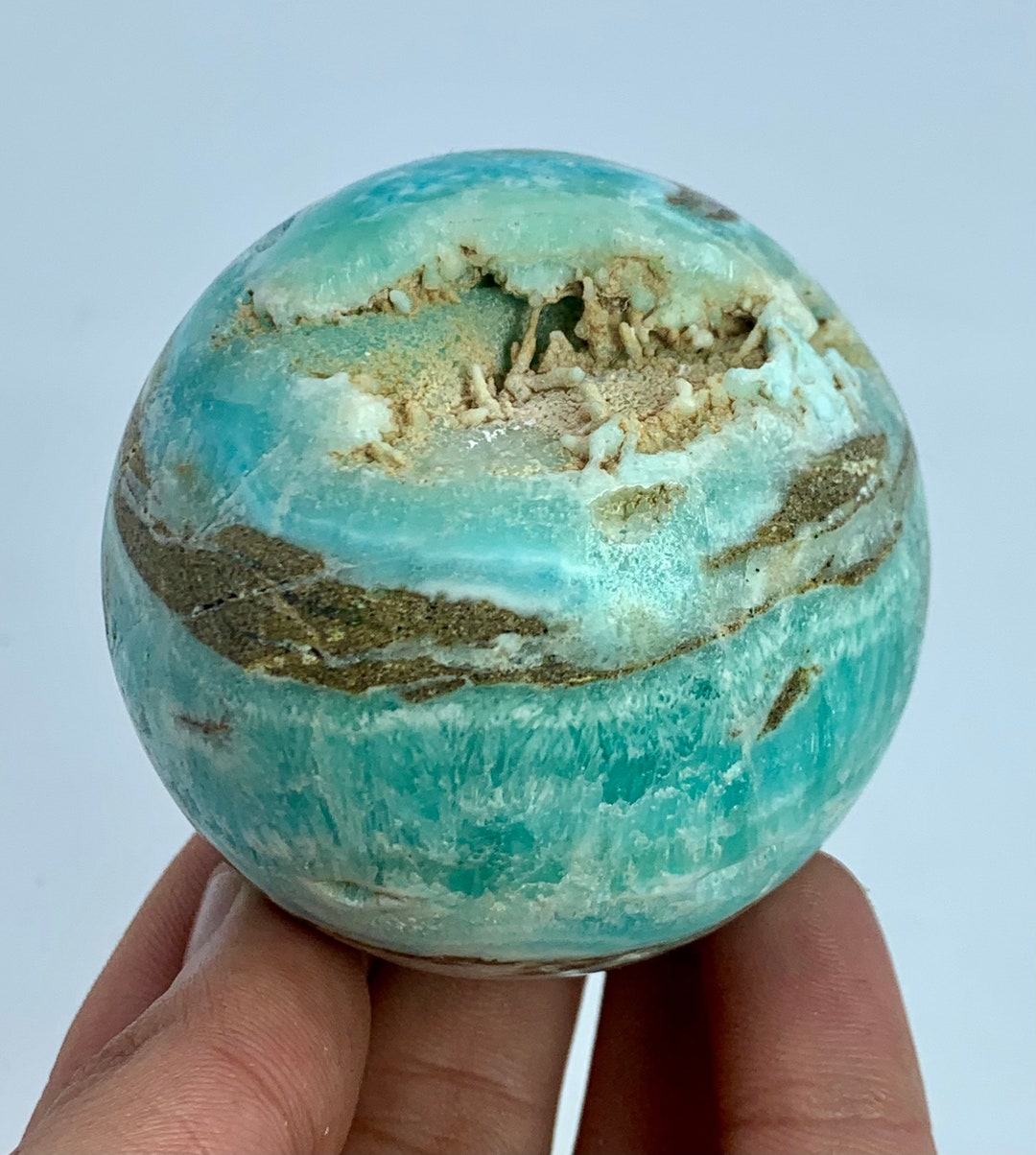 63mm Unique Texture Smithsonite/hemimorphite Sphere - Cute Crystal ...