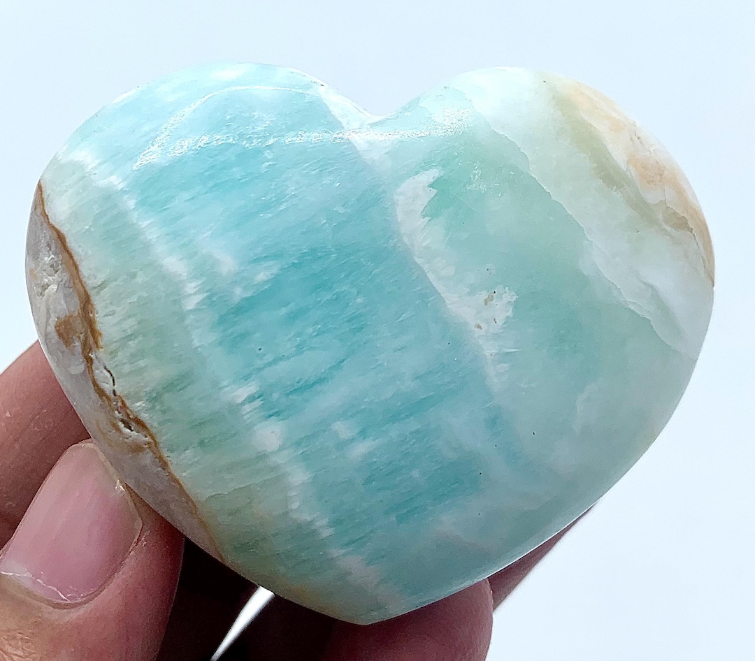 108 Gram Beautiful Caribbean Calcite Healing Crystal Heart -gemstone ...