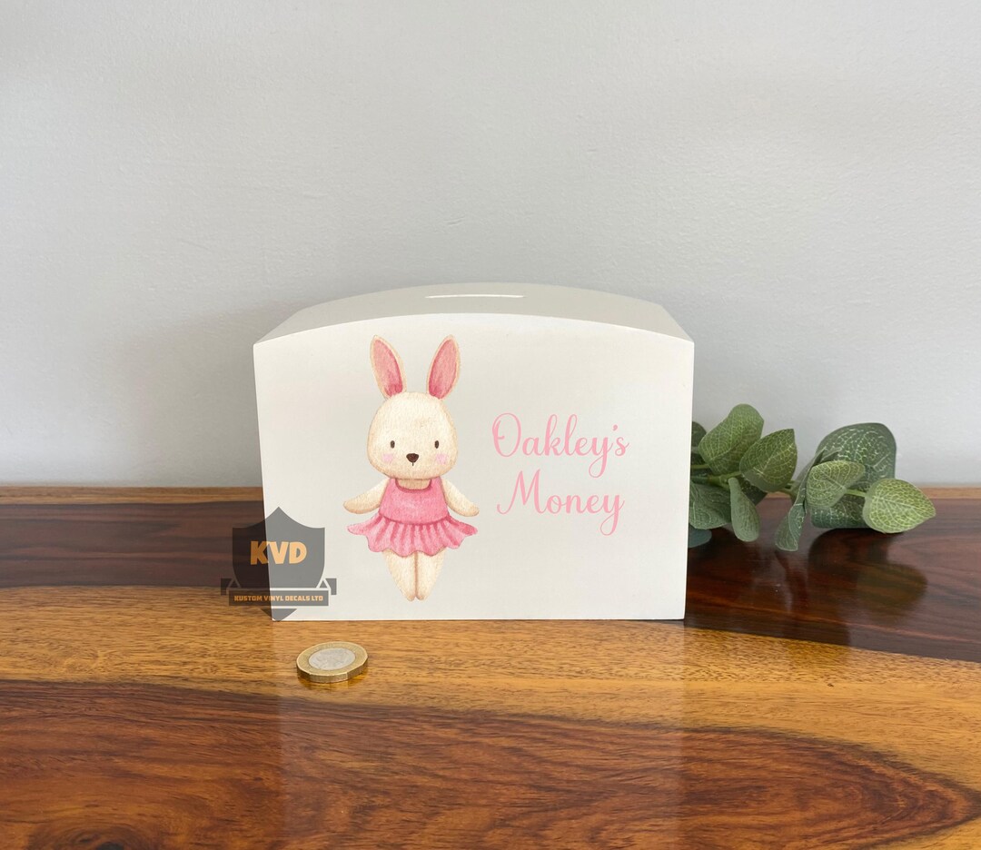 Personalised Solid Wood Luxury Baby Details Safari Money Box ...