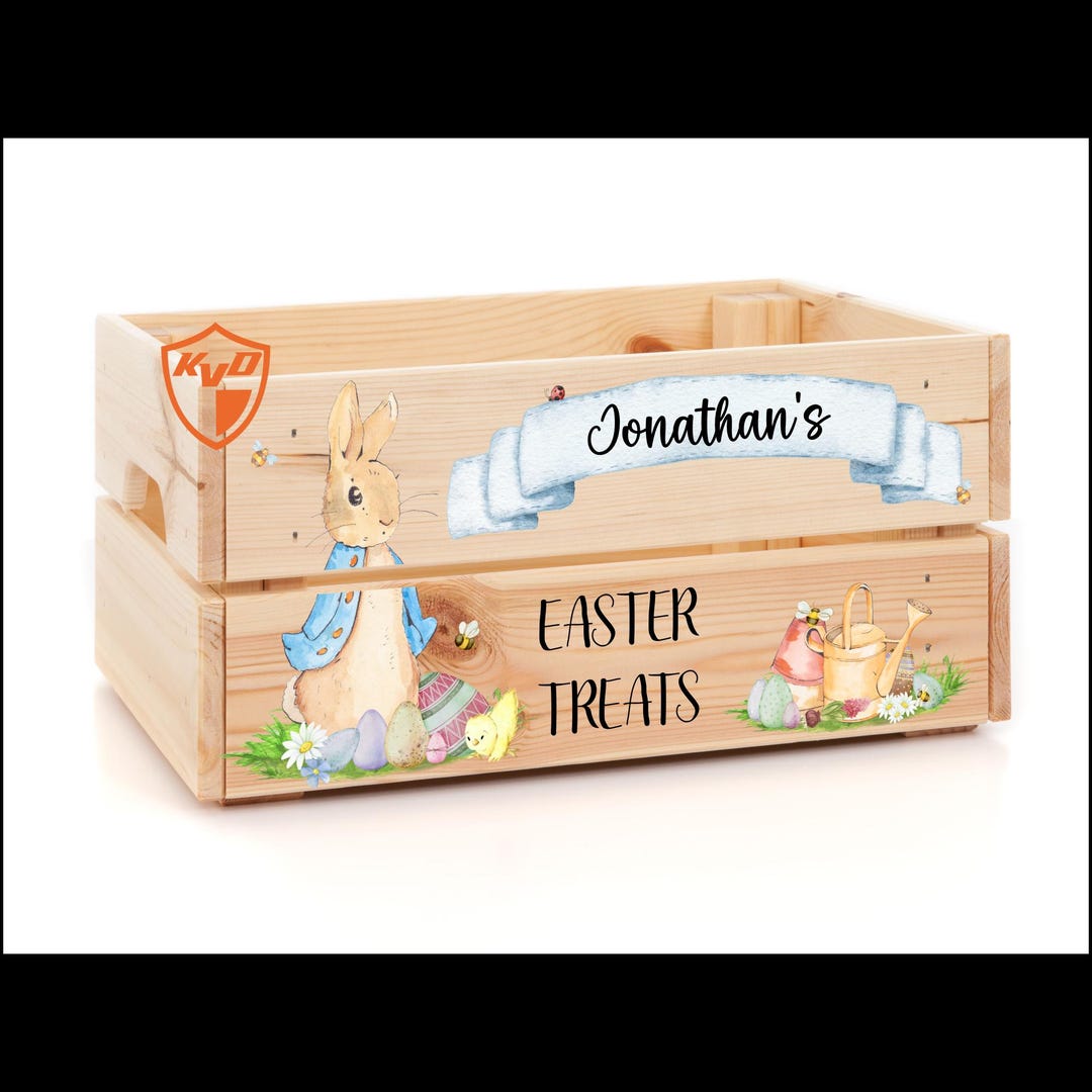 Personalised Classic Bunny Easter Crate, Personalised Easter Basket, Personalised Easter Box ...