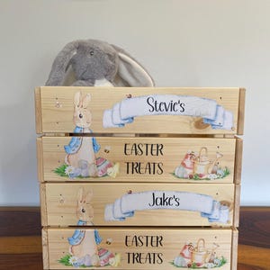 Personalised Classic Bunny Easter Crate, Personalised Easter Basket, Personalised Easter Box ...