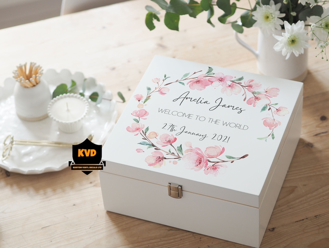 Personalized Baby Girl Keepsake Box: Sakura Flower Wood Memory Box - Etsy