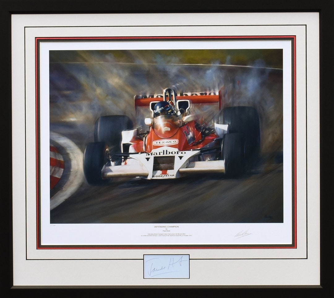 DEFENDING CHAMPION - James Hunt 1977 Tribute - Framed Collector's Piece ...