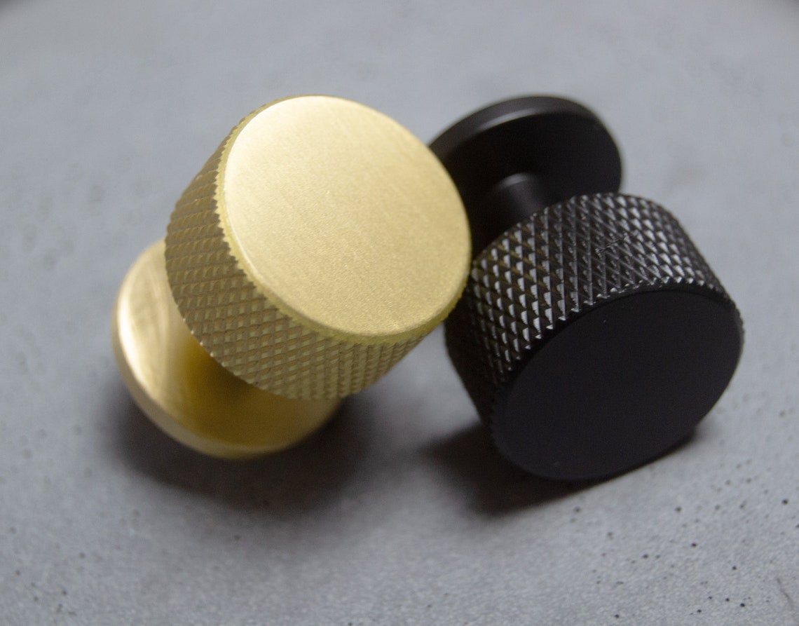 Knurled Brass Premium Solid Handle Knob Black Kitchen Bedroom - Etsy