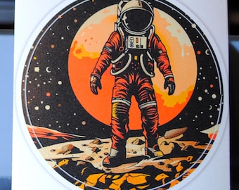 Mars Exploration Sticker - Retrofuture Astronaut on the Final Frontier ...